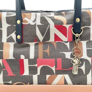 Bags | Alphabet Print Copper Faux Leather Canvas Designer Bag Purse ...